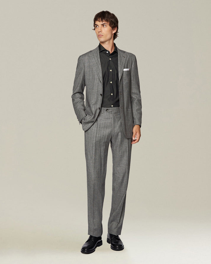 Tailored men's suit in herringbone wool | Kiton